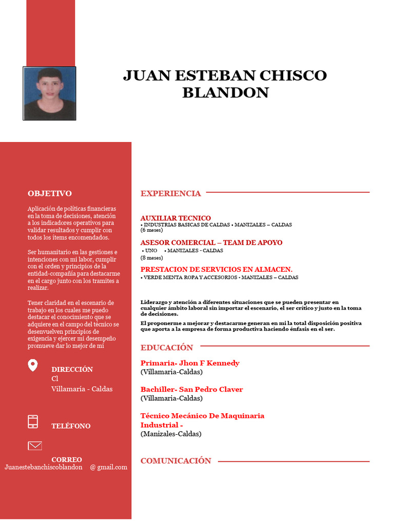Perfil Profesional de Juan Esteban Chisco | PDF | Negocios