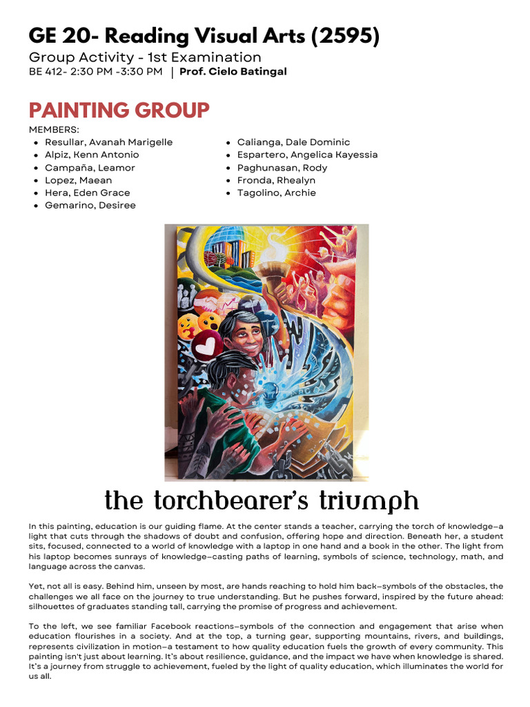 GE 20 - Reading Visual Arts - PAINTING PDF | PDF | Art | Science & Mathematics