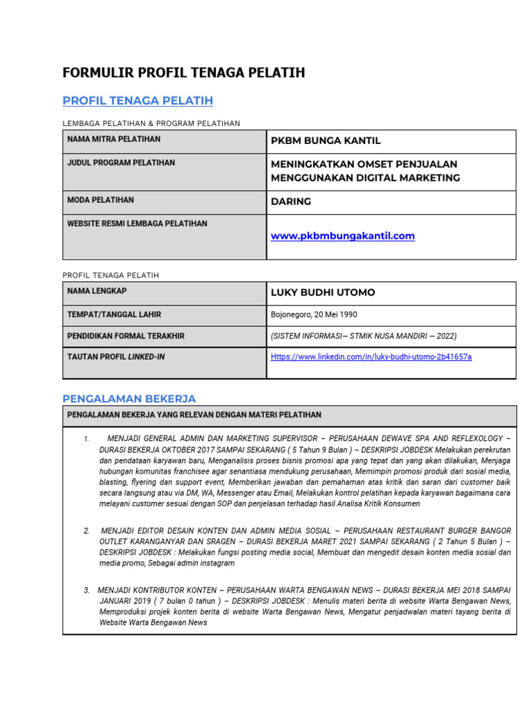 Formulir PTP | PDF | Bisnis