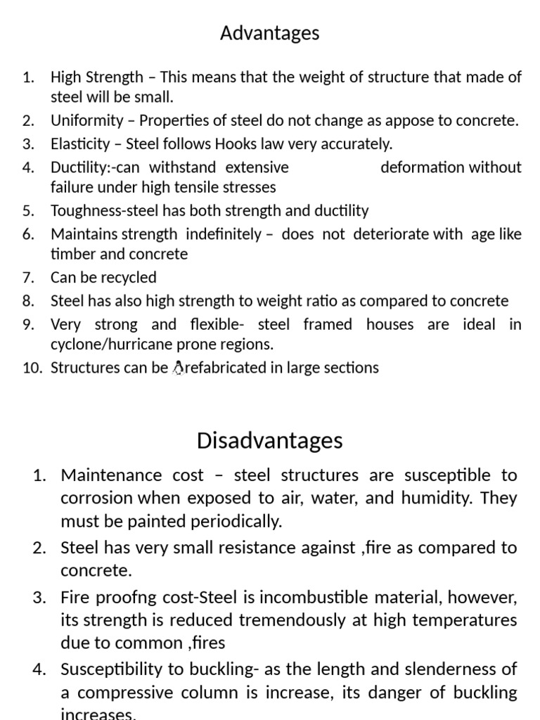 Steel Structures: Advantages and Disadvantages | PDF | Strength Of ...