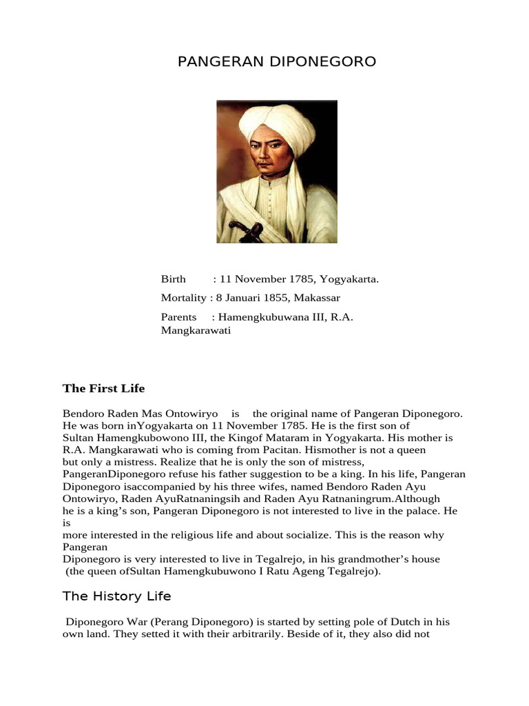Pangeran Diponegoro | PDF | Indonesian People | Indonesia
