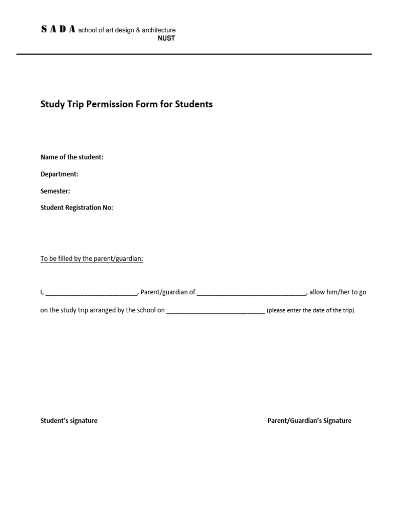 Study Trip Form Student | PDF | Career & Growth