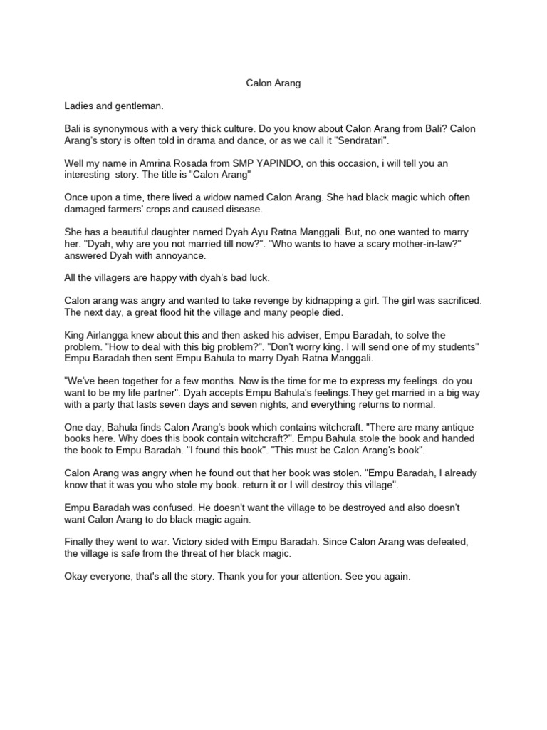 Calon Arang Amrina Rosada | PDF