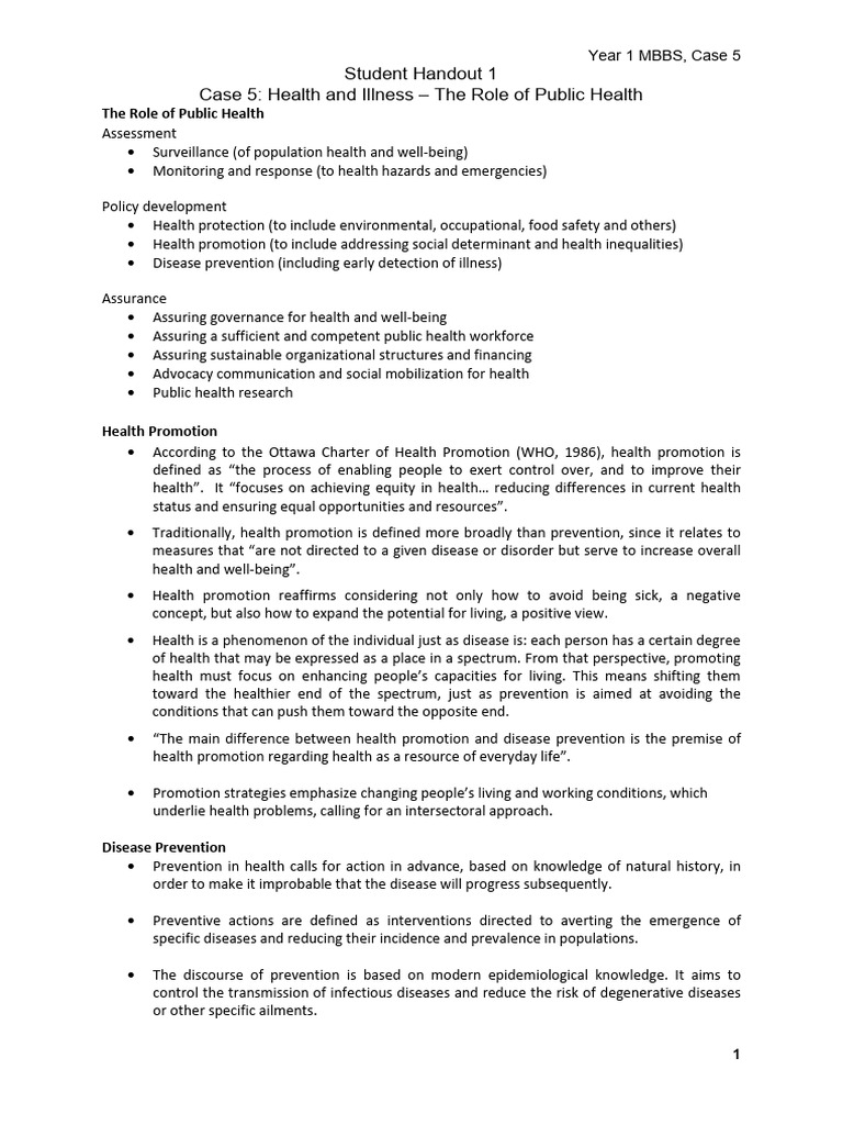 Public Health Role in Health Promotion | PDF | Preventive Healthcare ...