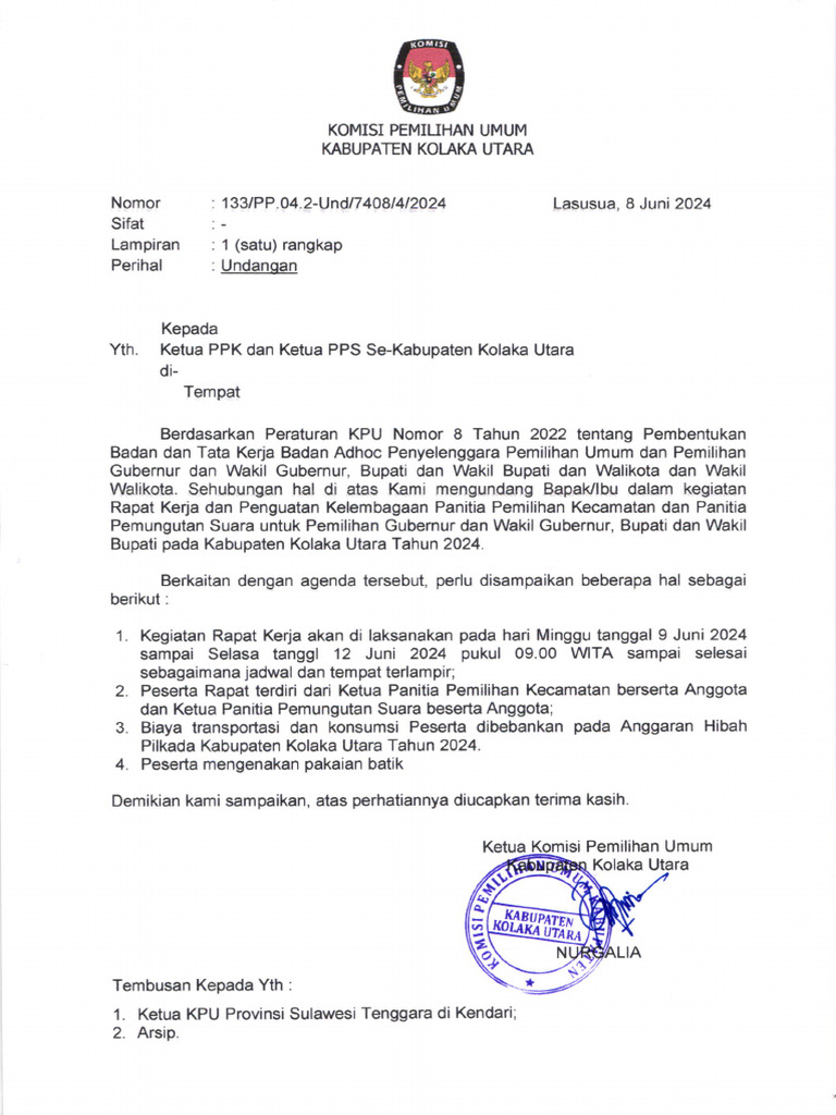 133-Und. Rapat Kerja Dan Penguatan Kelambagaan PPK Dan PPS | PDF