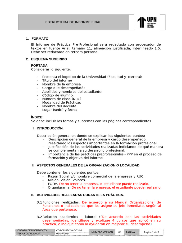 Estructura Informe Final PPP - Actualizado 2024 - 2 | PDF | Business