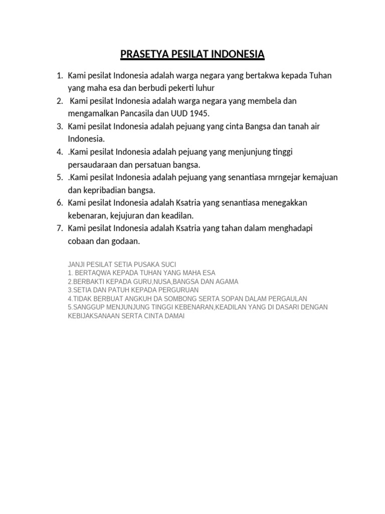 Prasetya Pesilat Indonesia | PDF | Perjalanan