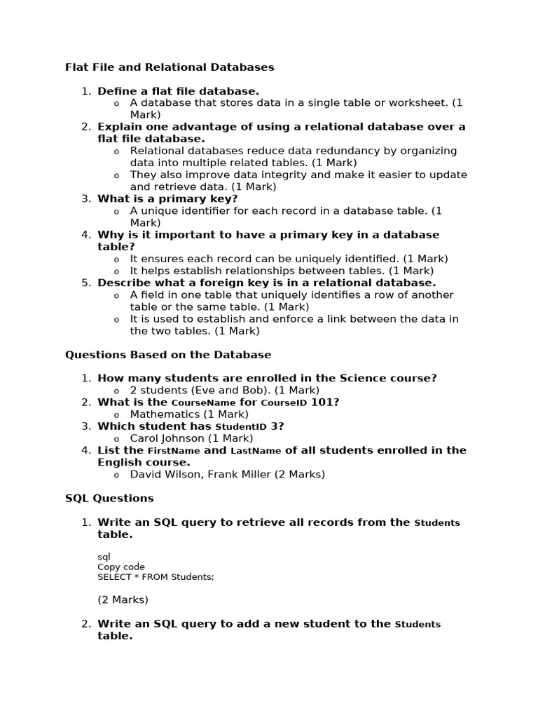 Flat File and Relational Databases | PDF | Teaching Methods & Materials