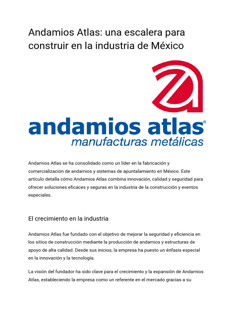 Andamios Atlas: Innovación en Construcción | PDF | Business | Calidad ...