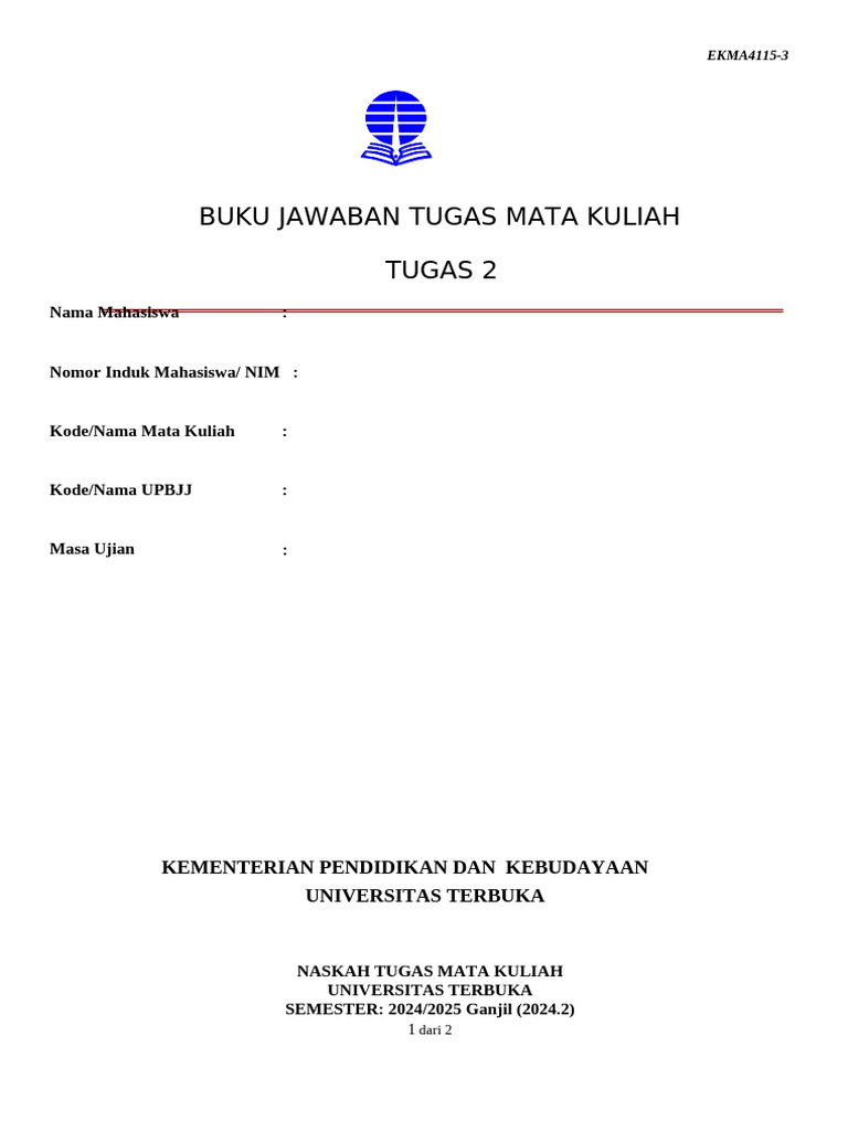 Jawaban TMK 2 Pengantar Akuntansi Ekma 4115 | PDF