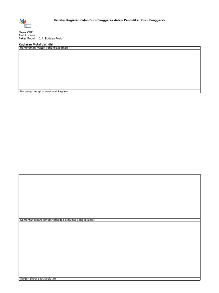 Format Pemantauan CGP (Modul 1.4) | PDF | Pengembangan Diri | Sains ...