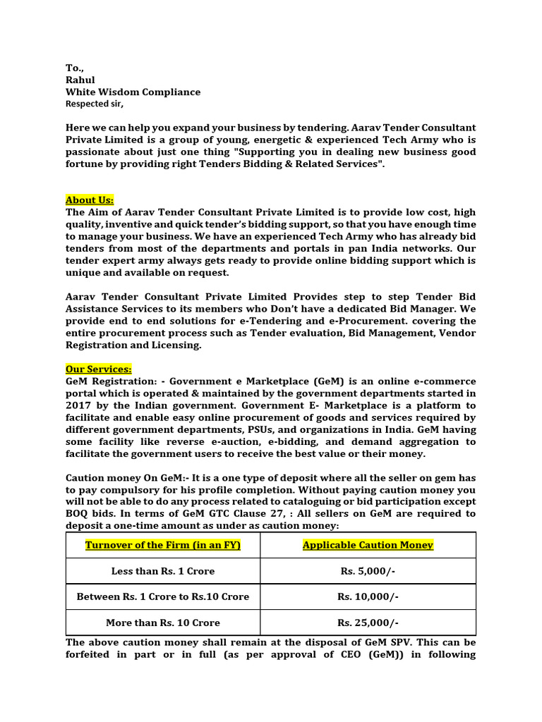 Proposal of Vendor Assessment For White Wisdom Compliance From ATCPL ...