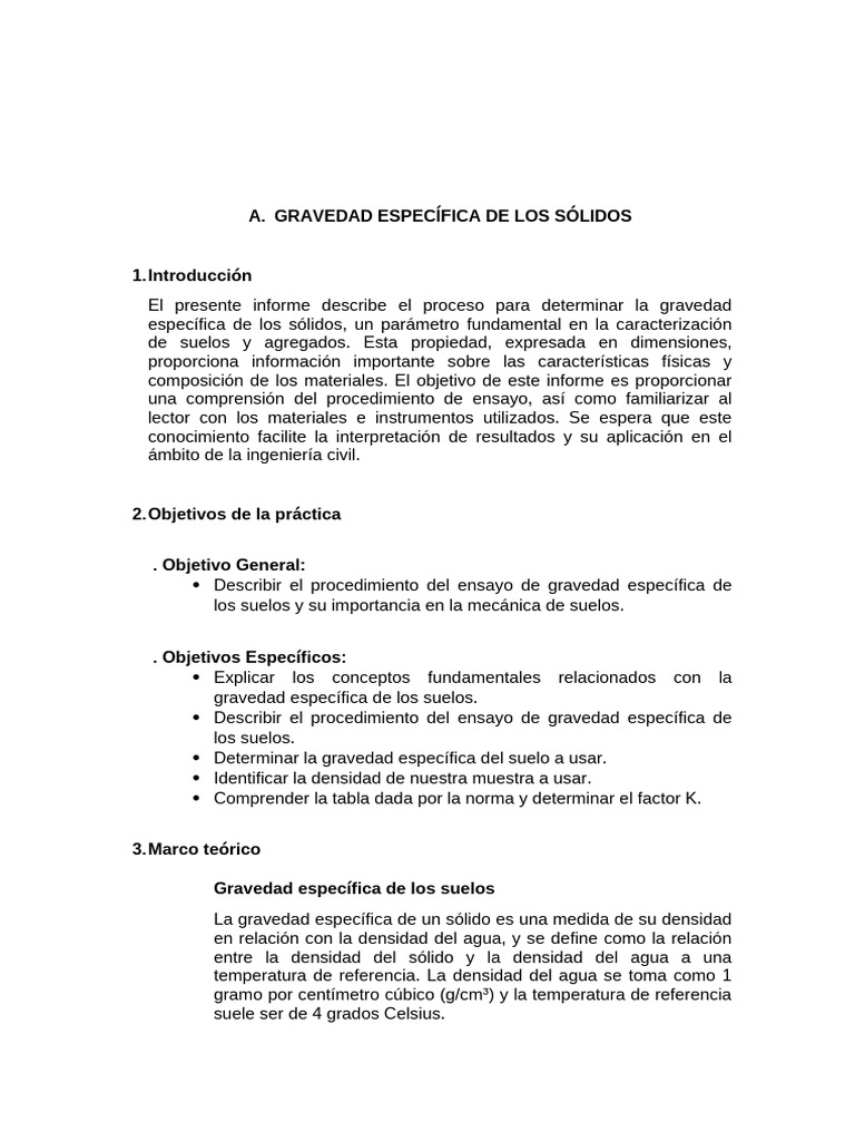 Gravedad Específica de Sólidos en Suelos | PDF | Densidad | Mecánica de ...