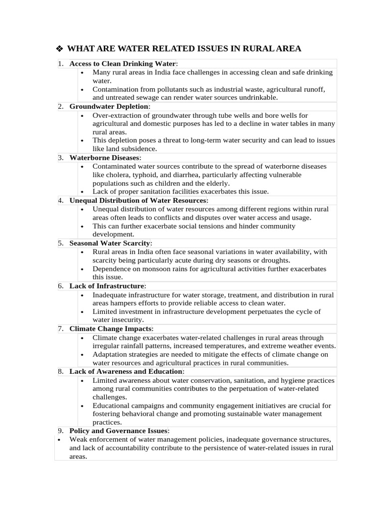 What Are Water Related Issues in Rural Area | PDF | Aquifer | Groundwater
