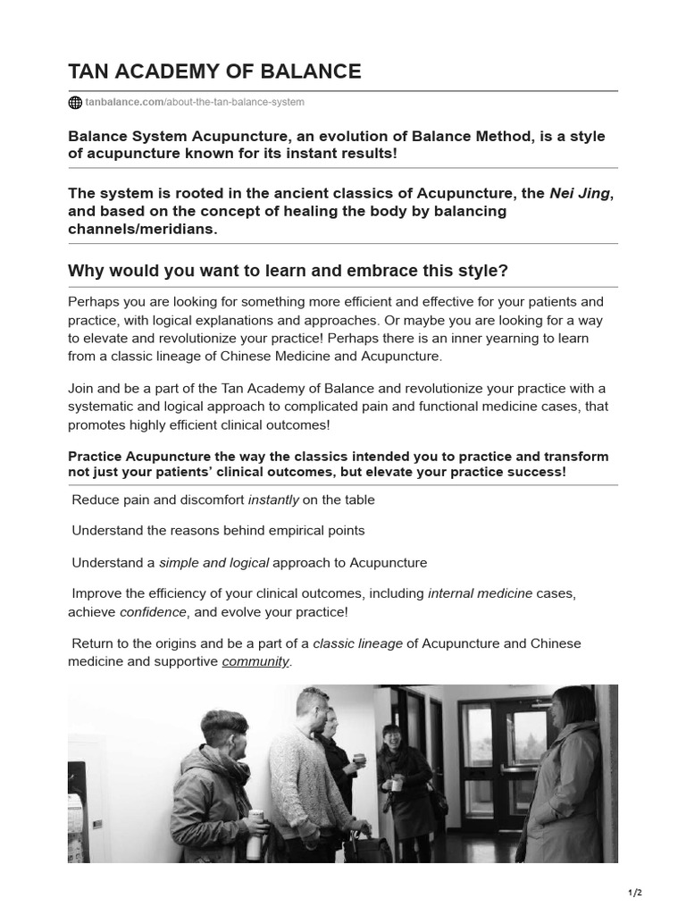 Tan Academy of Balance Overview | PDF