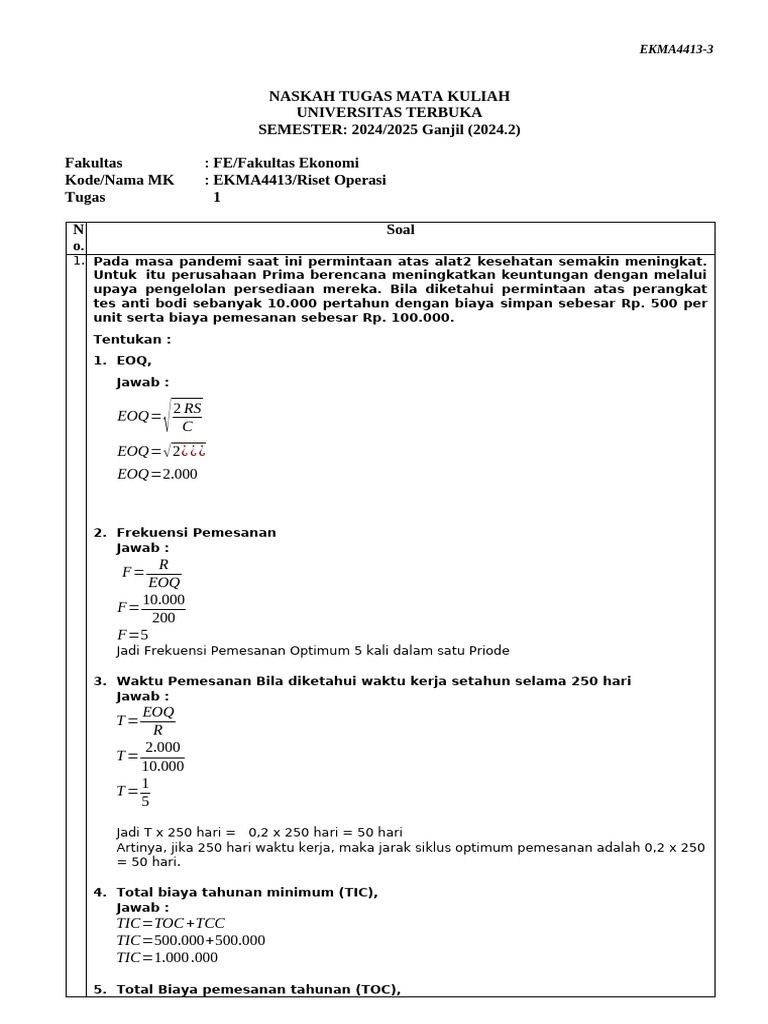 TMK 1 Riset Ops | PDF | Teknologi & Rekayasa