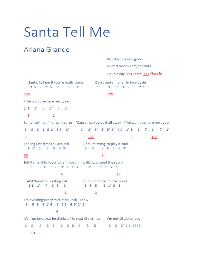 Santa Tell Me: Kalimba & Chords | PDF