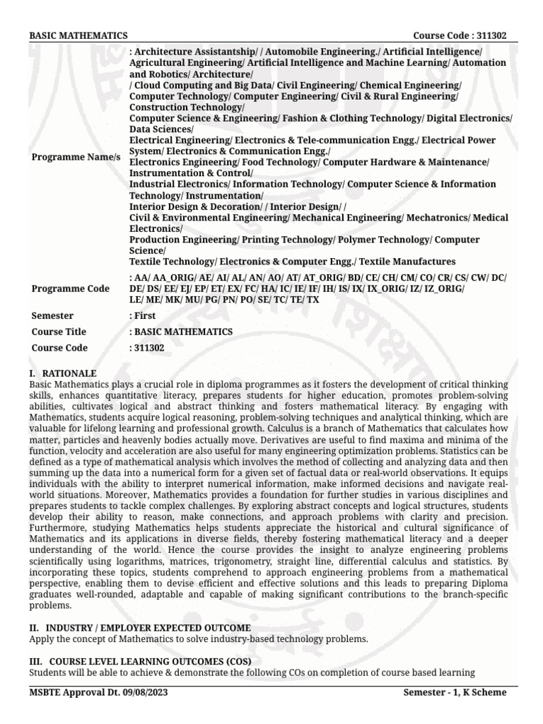 311302-Basic Mathematics | PDF | Trigonometric Functions | Trigonometry
