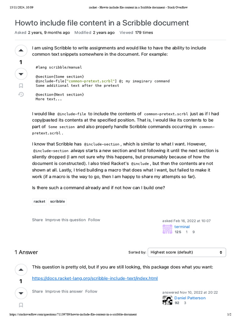Racket - Howto Include File Content in A Scribble Document - Stack Overflow | PDF | Computing ...