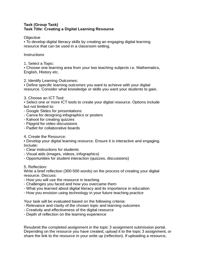 Digital Learning Resource Creation | PDF