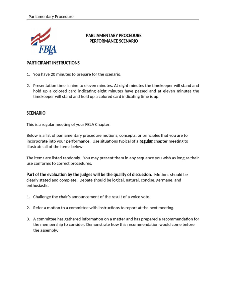 FBLA Parliamentary Procedure Guide | PDF | Home & Garden