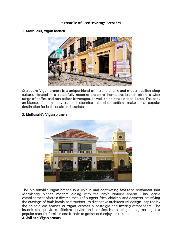 5 Example of Food Beverage Services | PDF | Restaurants | Eating ...