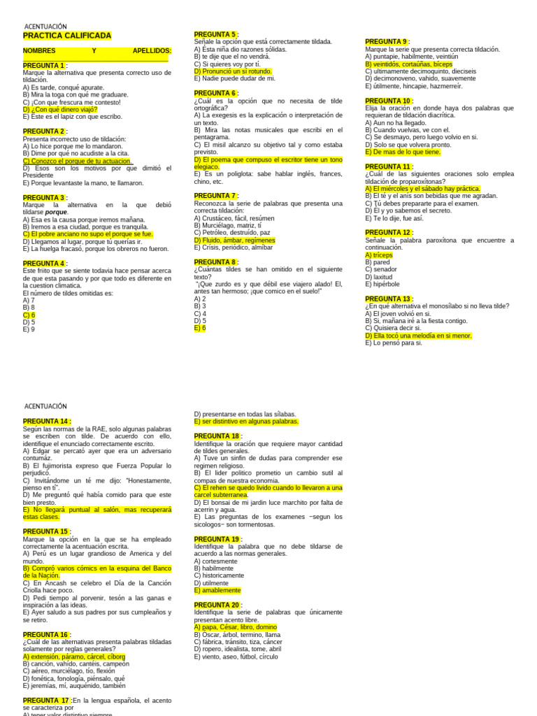 Practica 2do Acentuación | PDF | Lingüística