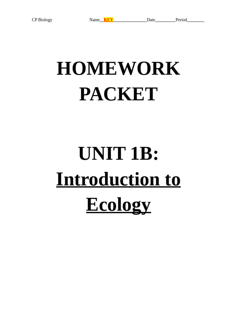 Ecology HW Packet W Book - K-R - 13-14 - KEY | PDF | Food Web | Ecology