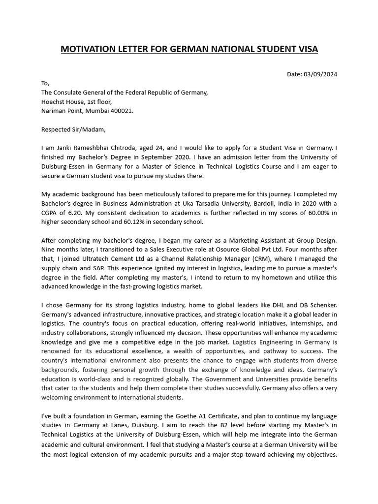 CBSS - Motivation Letter - Janki - GWS24 - 80 | PDF | Business CBSS - Motivation Letter - Janki - GWS24 - 80 | PDF | Business
