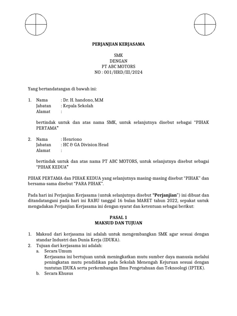 MoU Dengan SMK | PDF | Bisnis