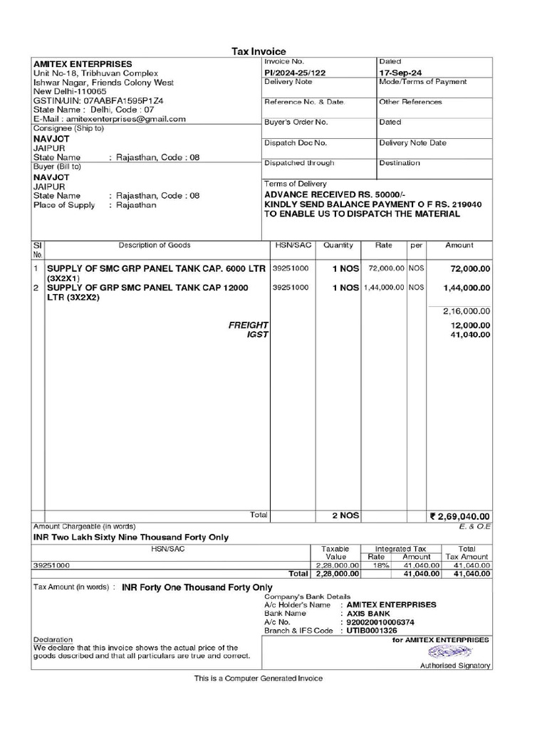 Proforma Invoice Navjot Page 0001 | PDF
