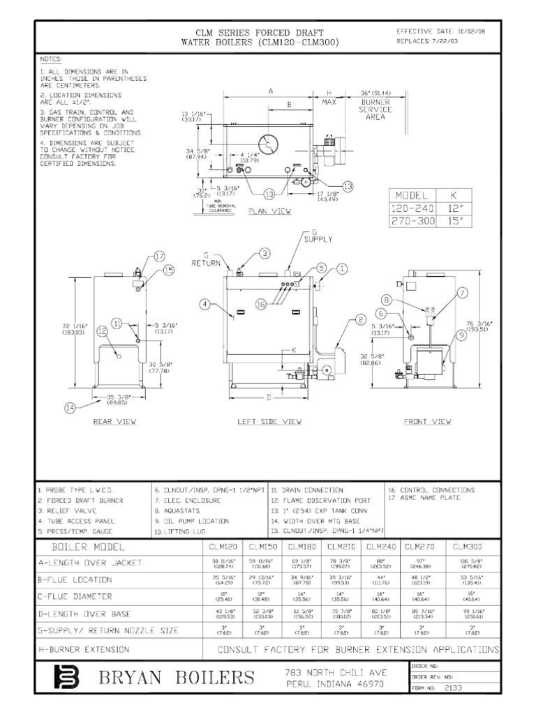 CLM Boiler Dimentional Drawing | PDF