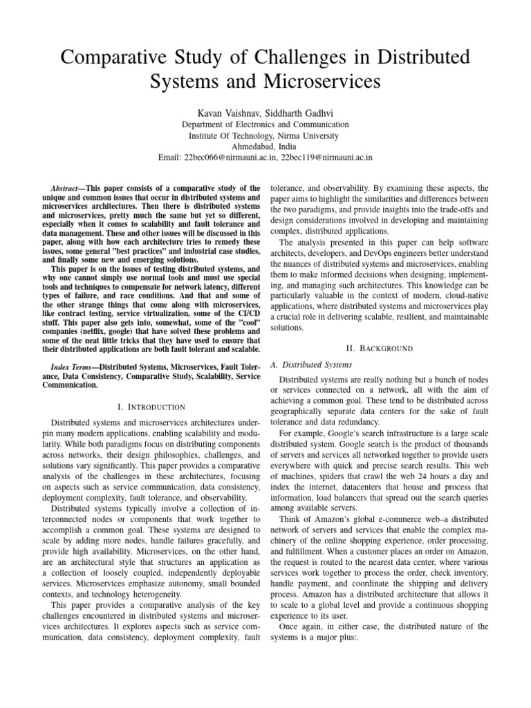 Comparative Study of Challenges Faced in Distributed Systems and Microservices | PDF ...