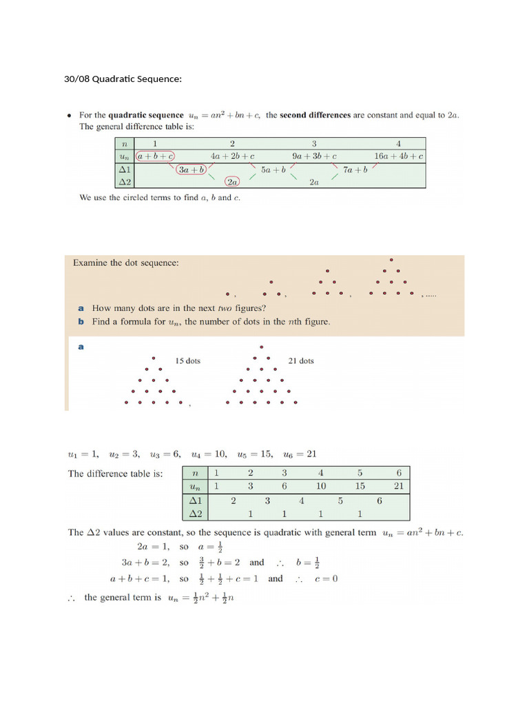 30 - 08 Quadratic Seq | PDF