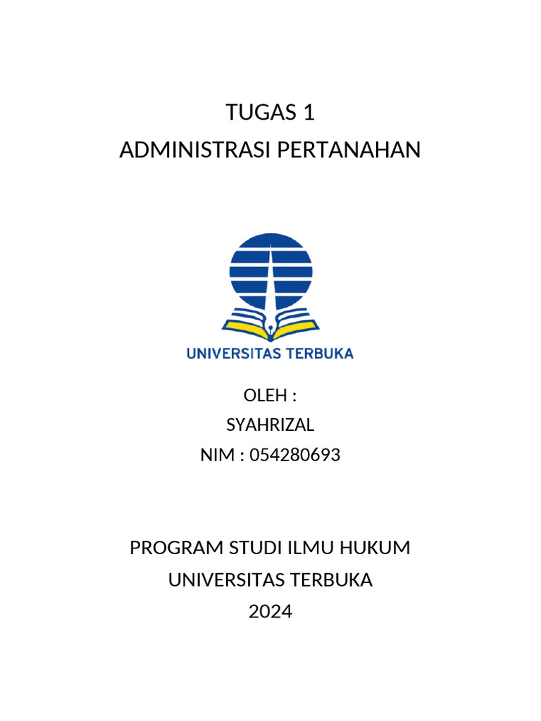 TUGAS 1 Administrasi Pertanahan | PDF | Hukum