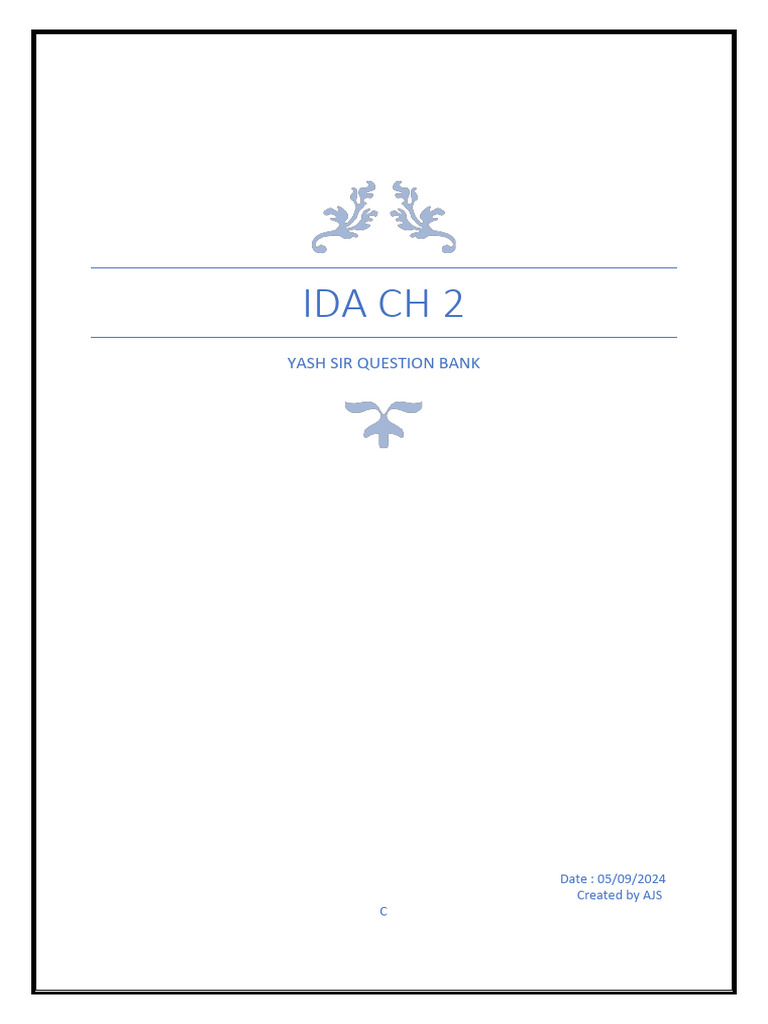 IDA Question Bank Ch2 | PDF | Data Analysis | Statistics