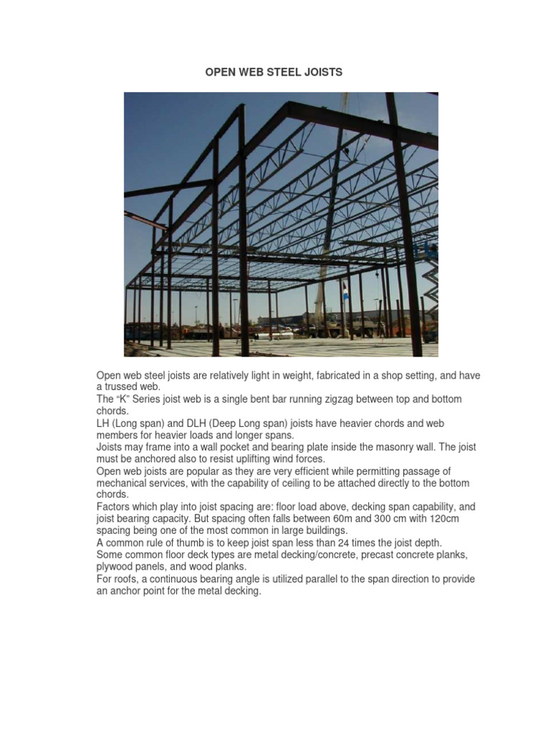 Open Web Steel Joists Overview | PDF