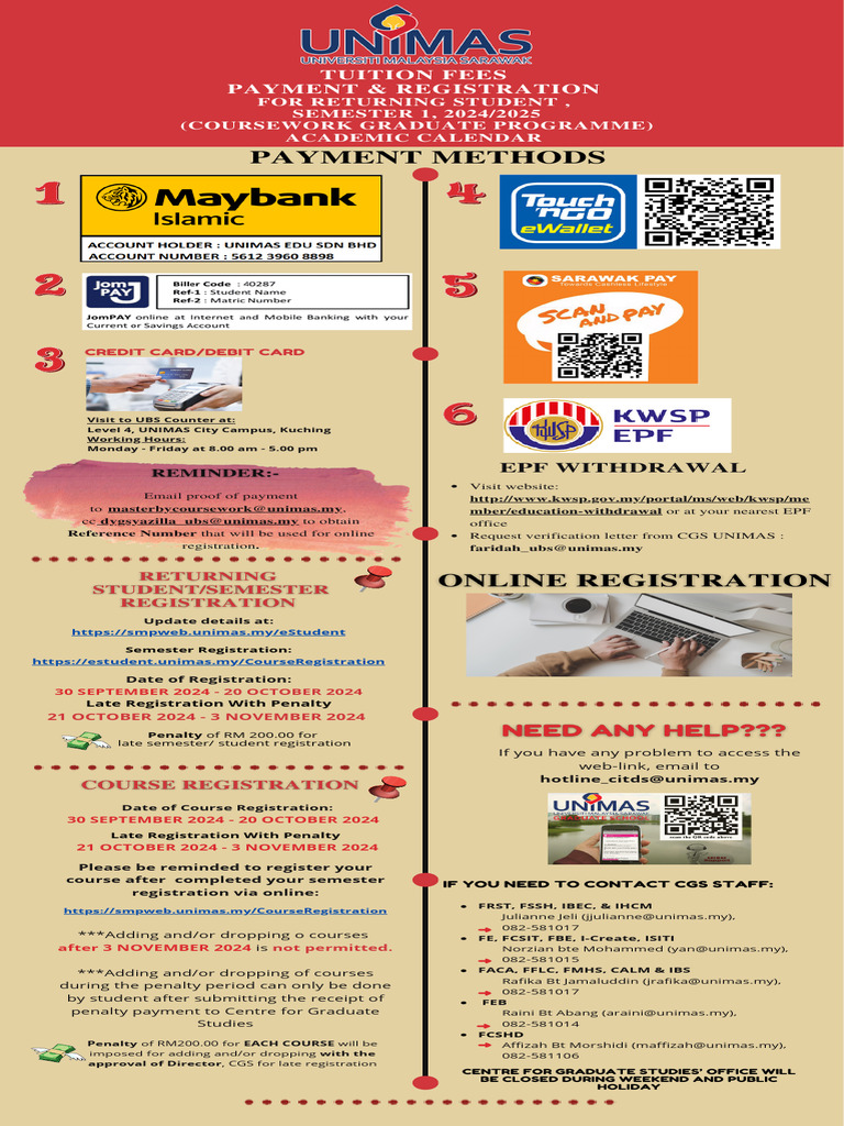 Returning Student, Semester 1 2024-2025 (Coursework Graduate Programme) Academic Calendar | PDF ...