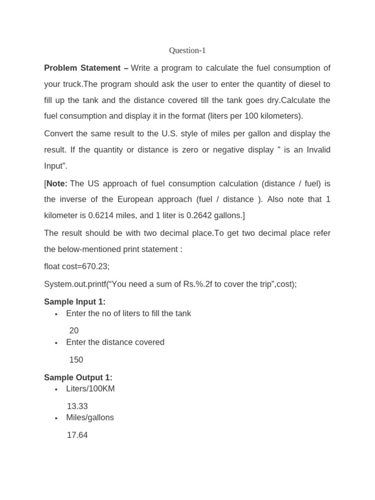 Cognizant Coding Questions | PDF | Fuel Economy In Automobiles