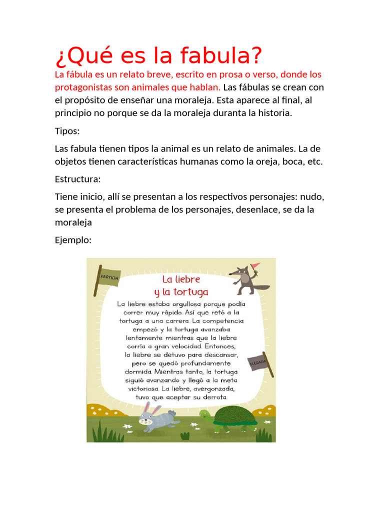 Que Es Una Fabula Y Sus Caracteristicas Image To U