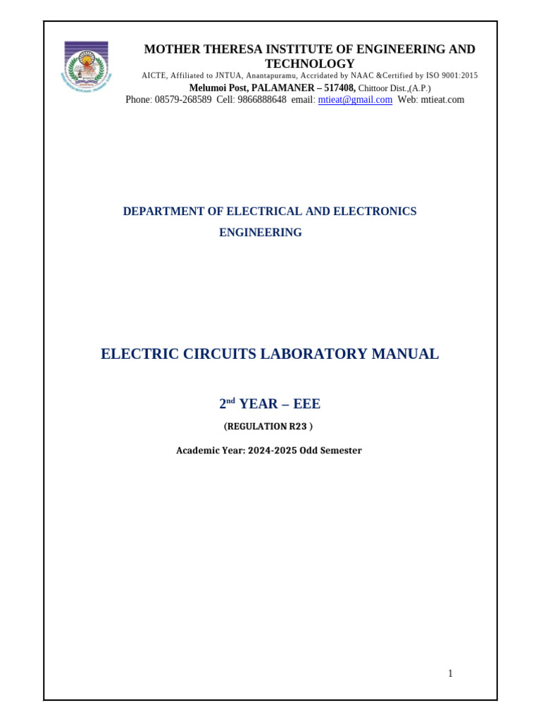 Electric Circuit Analysis 2 Lab | PDF | Vacuum Tube | Electrical Network