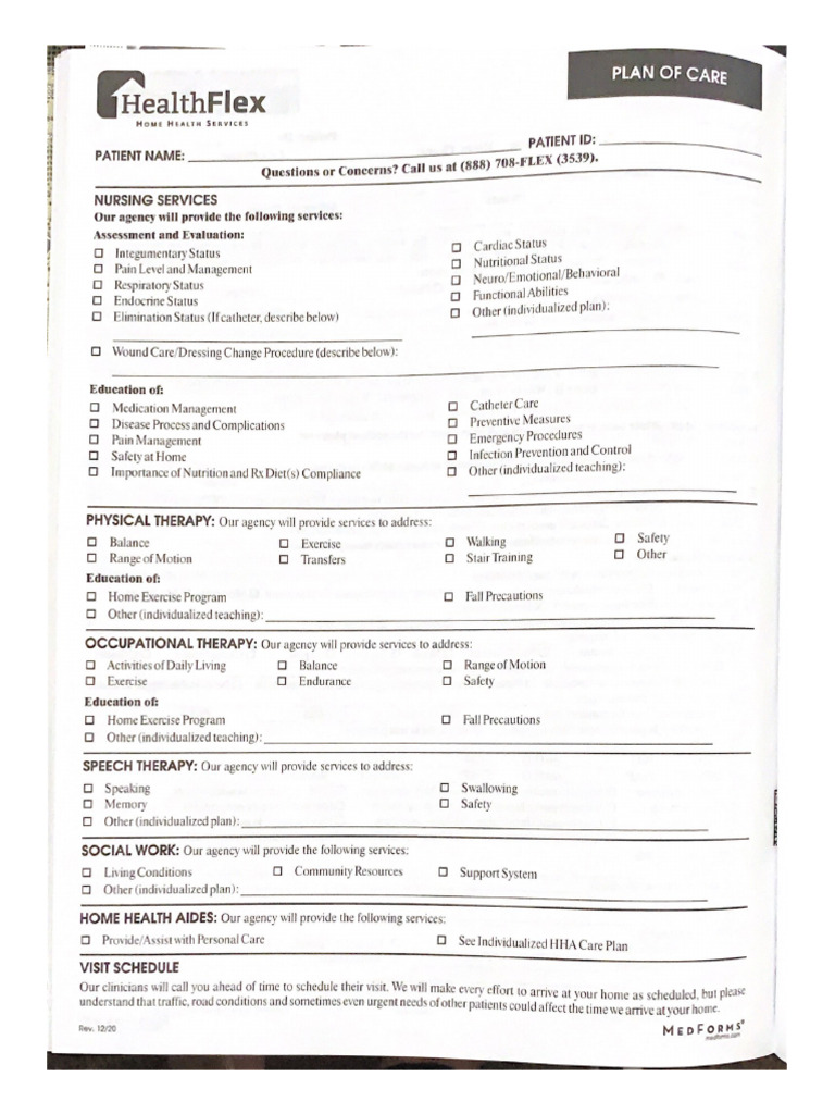 Plan of Care Form | PDF