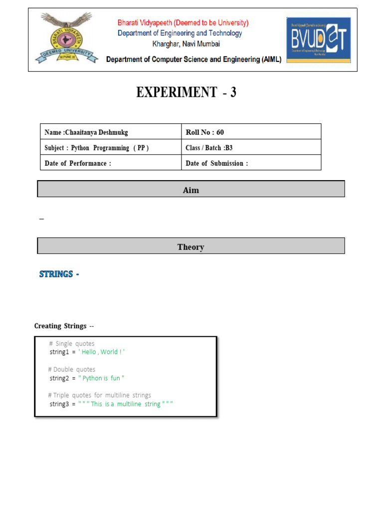 PP_Exp-3docx | PDF | String (Computer Science) | Computer Data