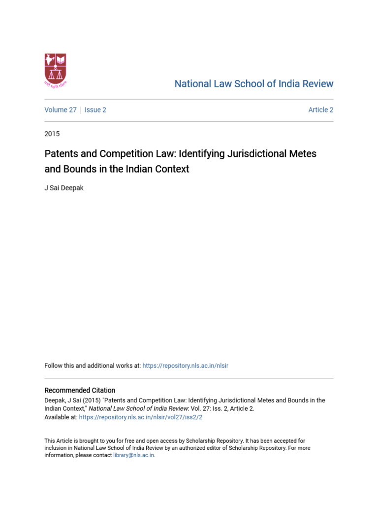 Patents and Competition Law - Identifying Jurisdictional Metes and ...