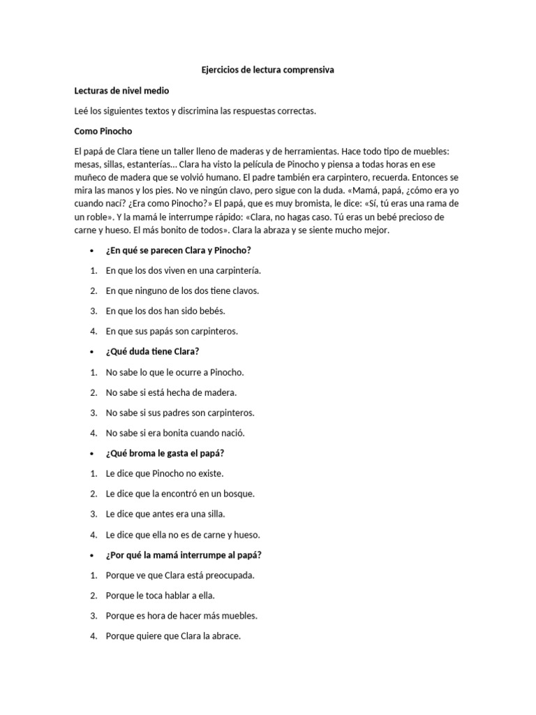 Ejercicios de Lectura Comprensiva | PDF | telescopio espacial Hubble ...