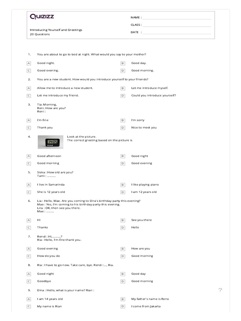 Introducing Yourself and Greetings UH 1 | PDF