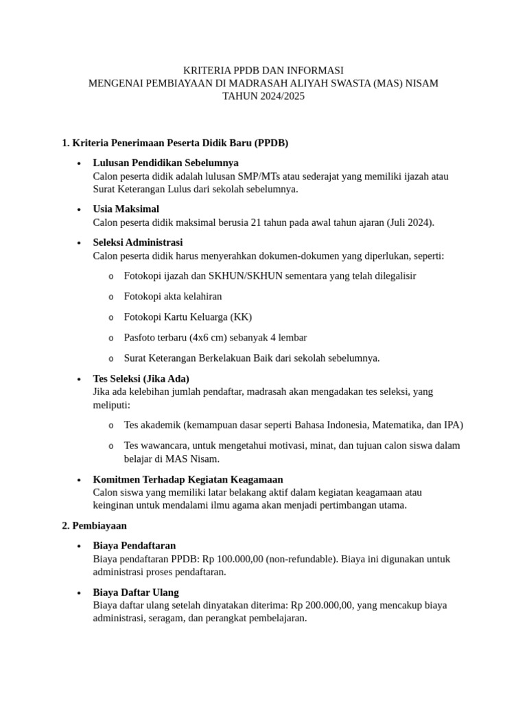 Kriteria PPDB Dan Informasi | PDF