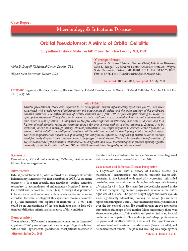Orbital Pseudotumor A Mimic of Orbital Cellulitis | PDF | Autoimmune ...