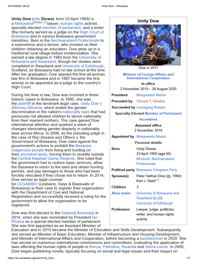 Unity Dow - Wikipedia | PDF | Justice | Crime & Violence