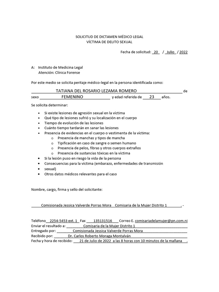 Modelo de Solicitud de Dictamen Médico Legal 1 | PDF | Política | Ciencias sociales